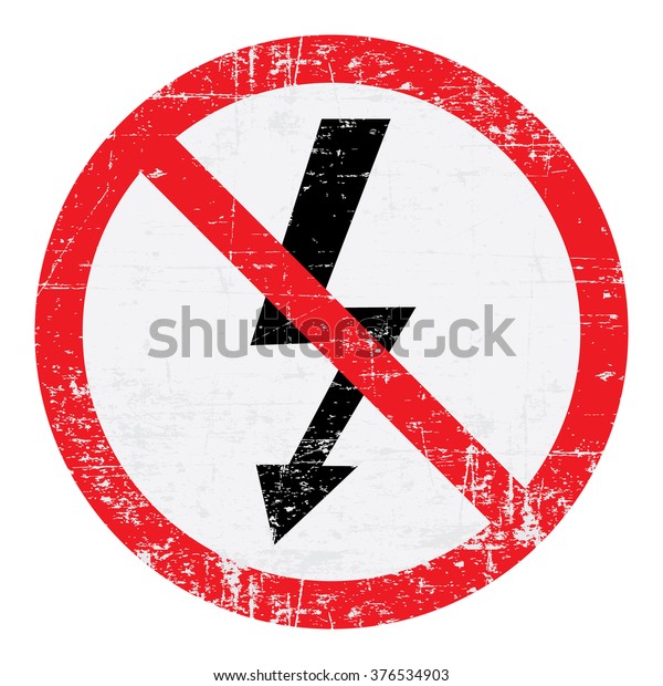 No Lightning Icon Grungy Worn Style Stock Vector (Royalty Free ...