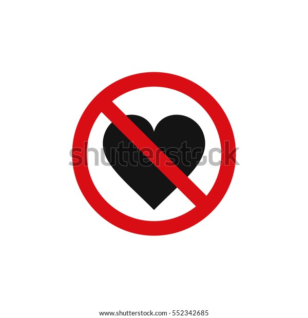 No love heart sign, vector isolated symbol.