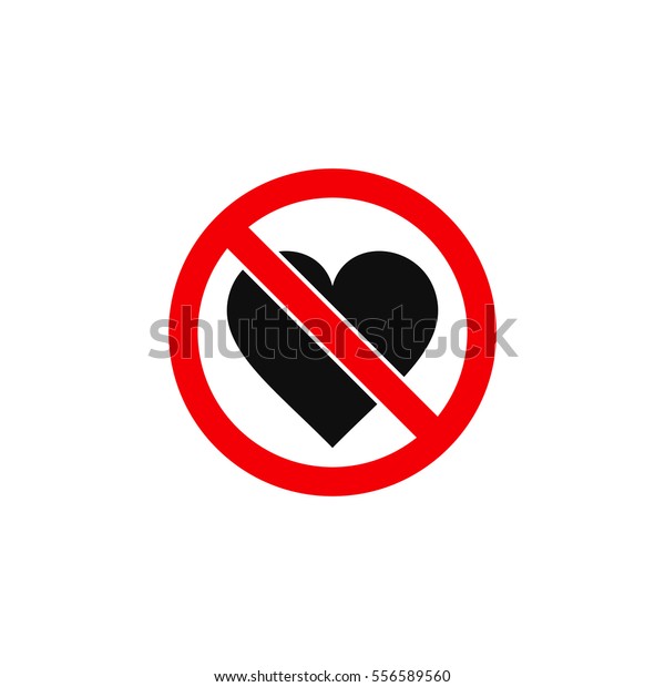 No Love Heart Sign Vector Isolated Stock Vector (Royalty Free ...