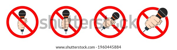 No Mic Allowed Mic Ban Icons Stock Vector (Royalty Free) 1960445884 ...