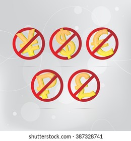 No Money Stop Vector Sign 10 Stock Vector (Royalty Free) 387328741 ...