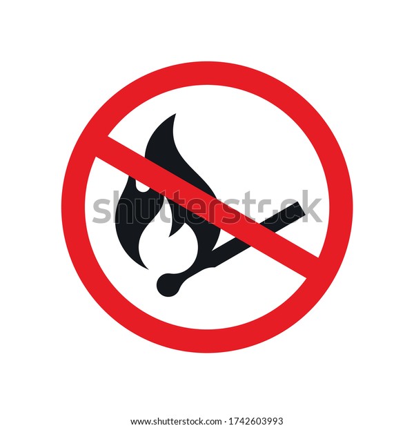 No Open Fire Sign Burning Match Stock Vector (Royalty Free) 1742603993 ...