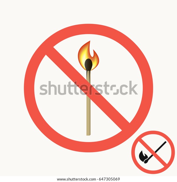 No Open Fire Sign Set Prohibitory Stock Vector (Royalty Free) 647305069