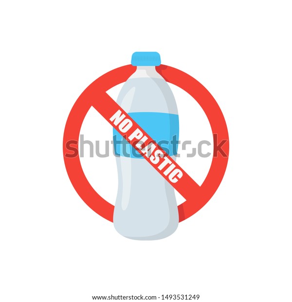 No Plastic Bottle Prohibition Sign Flat Stock Vector (Royalty Free ...