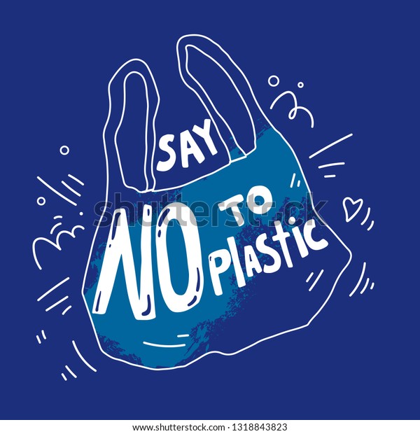 No Plastic Illustration Concept Hand Lettering Stock Vector (Royalty ...