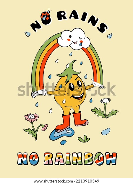 No Rains No Rainbow Positive Quote Stock Vector (Royalty Free ...