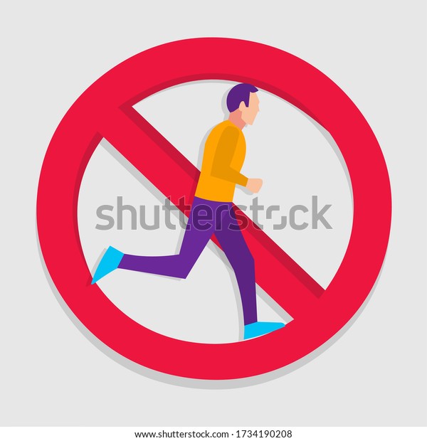 No Running Prohibition Sign Vector Illustration Stock Vector (Royalty ...