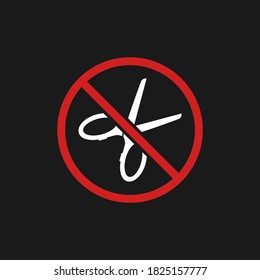 No Scissors Sign Isolated On Black Stock Vector (Royalty Free ...