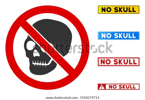 No Skull Sign Words Rectangle Frames Stock Vector (Royalty Free ...