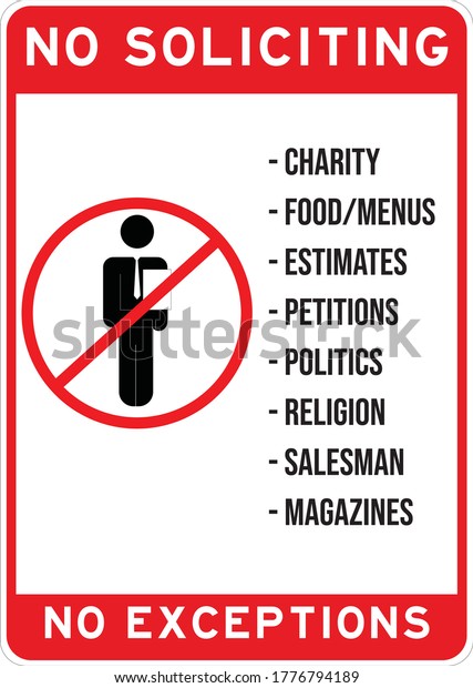 No soliciting no exceptions sign solicitation examples listed with a ...