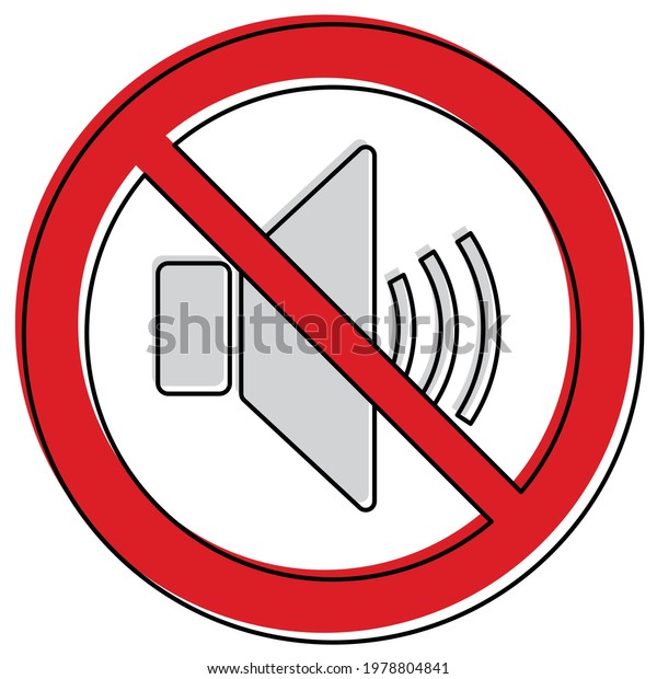 No Sound Sign Red Circle Prohibiting Stock Vector (Royalty Free ...