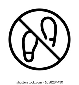 No Shoes Footprint Sign On White Stock Vector (Royalty Free) 1391810159