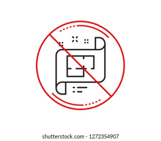 No Stop Sign Architectural Plan Line Stock Vector (Royalty Free ...