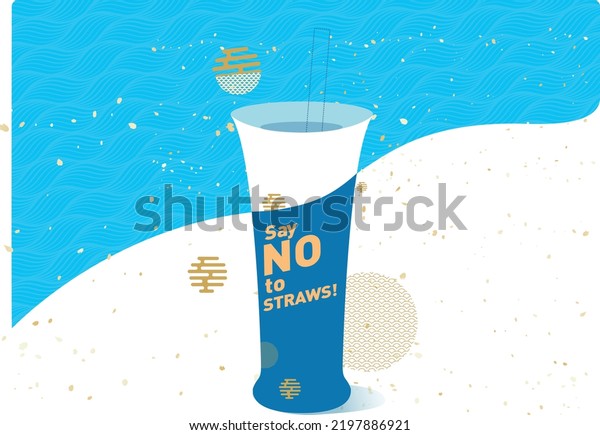 No Straw Poster Japanese Design Stock Vector (Royalty Free) 2197886921 ...