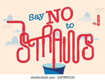 No Straw Vector Poster Design Stock Vector (Royalty Free) 2197895133 ...