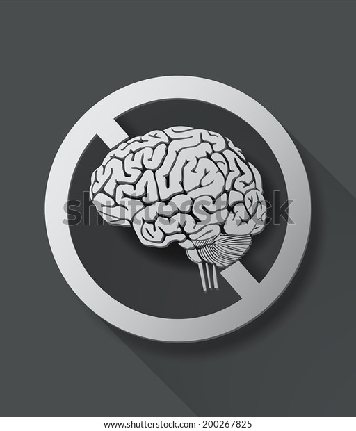 Vektor Stok No Thinking Sign Brainicon Vector (Tanpa Royalti) 200267825 ...