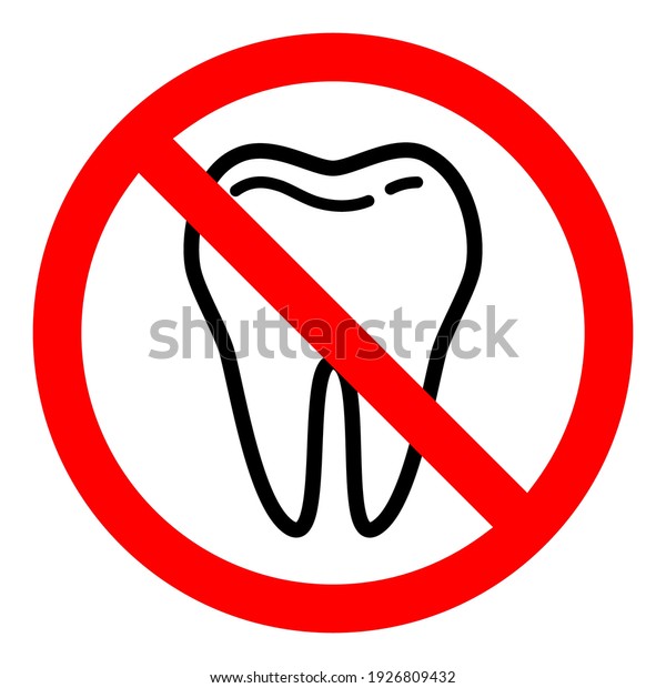 No Tooth Icon Stop Ban Red Stock Vector (Royalty Free) 1926809432 ...