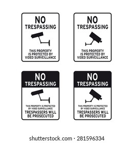 No Trespassing Surveillance Camera Warning Sign Stock Vector (Royalty ...