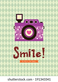 No Worry Be Happy Camera Poster Stock Vector (Royalty Free) 191343341 ...