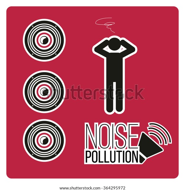 Noise Pollution Illustration Over Red Color Stock Vector (Royalty Free ...