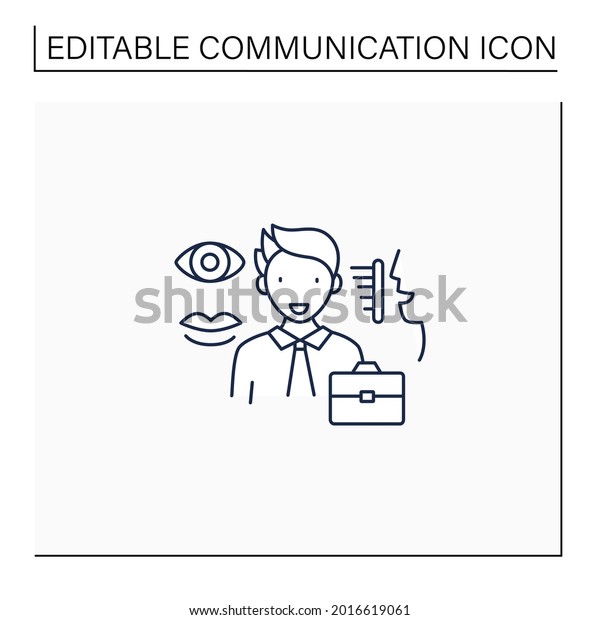 Non Verbal Communication Line Icon Communicate Stock Vector (Royalty ...