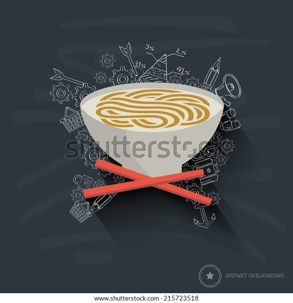Noodle Design On Blackboard Backgroundclean Vector Stock Vector ...