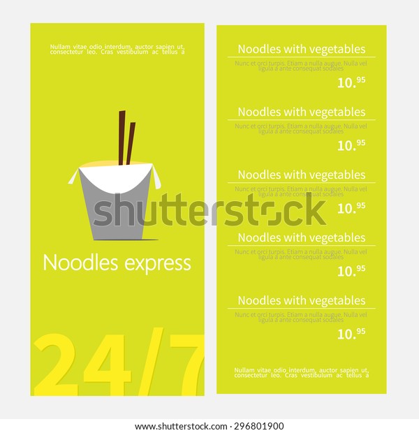 Noodles Restaurant Menu Template Menu Noodles Stock Vector (Royalty ...