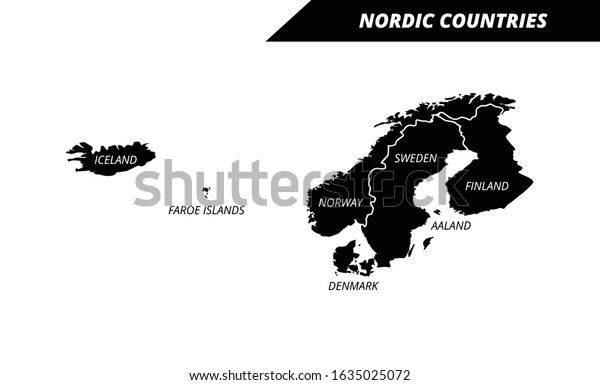 Nordic Countries Map Outline Scandinavia National Stock Vector (Royalty ...
