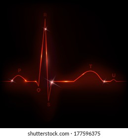 Normal Heart Cardiogram Illustration Bright Red Stock Vector (Royalty ...