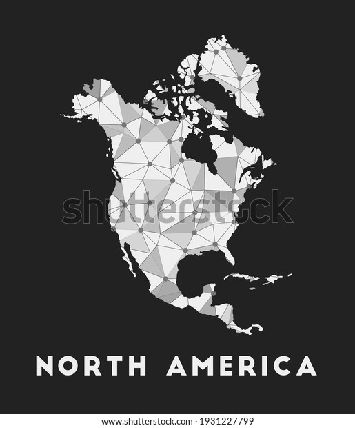 North America - communication network map of continent. North America ...