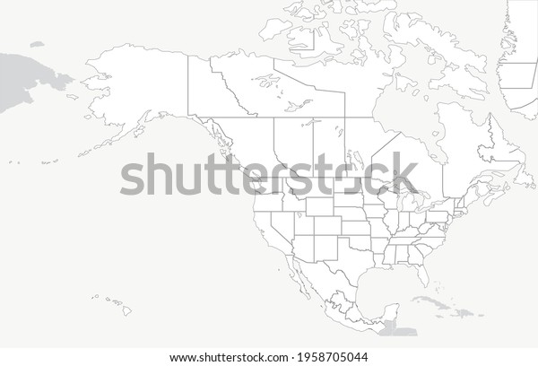 North America Countries Border Map Vector Stock Vector (Royalty Free ...