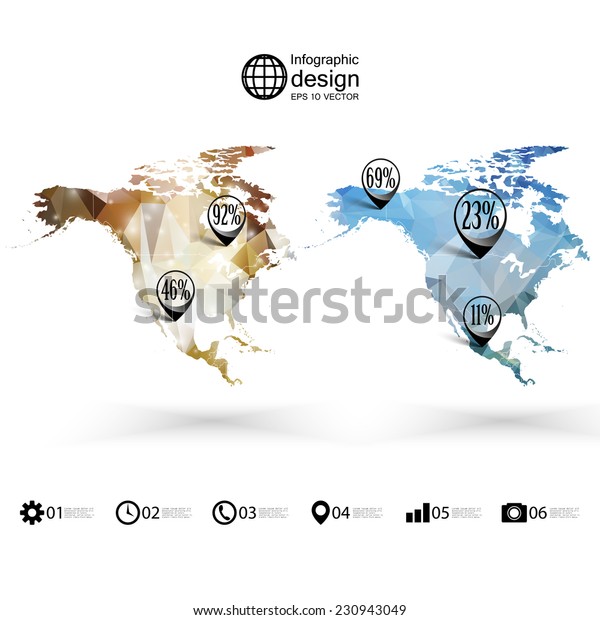 North America Map Template Triangle Design Stock Vector (Royalty Free ...