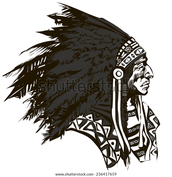 North American Indian Chief Vector Illustration Stock Vector (Royalty ...