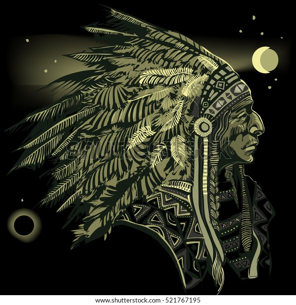 North American Indian Chief Vector Illustration Stock Vector (Royalty ...