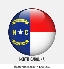 North Carolina Flag Circle Shape Transparentglossyglass Stock Vector ...