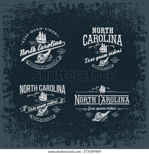 North Carolina Four Stylized Emblems State Stock Vector (Royalty Free ...