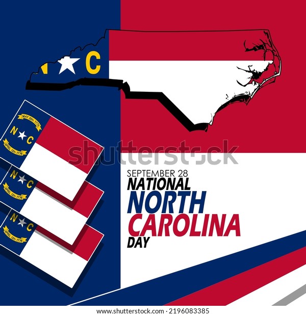 North Carolina State Map Flags Bold Stock Vector (Royalty Free ...