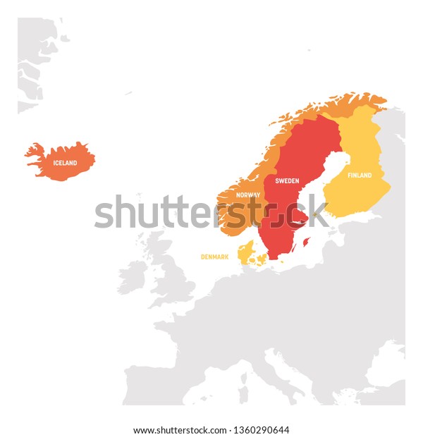 North Europe Region Map Countries Scandinavia Stock Vector (Royalty ...
