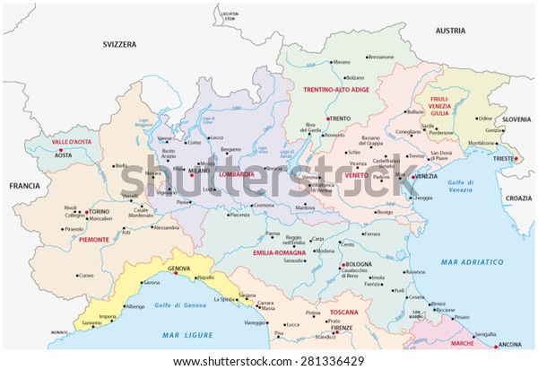 Immagine vettoriale stock 281336429 a tema North Italy Administrative ...