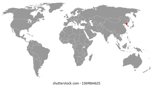 North Korea On World Map: เวกเตอร์สต็อก (ปลอดค่าลิขสิทธิ์) 1369864625 ...