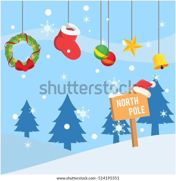 North Pole Christmas Tree Decoration Stock Vector (Royalty Free ...