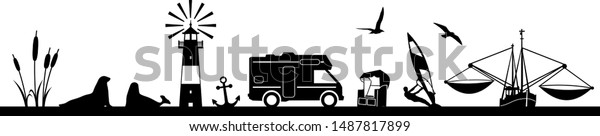 North Sea Vector Skyline Silhouette Stock Vector (Royalty Free ...