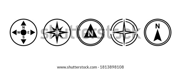 North Symbol Set Black White Compass Stock Vector (Royalty Free) 1813898108