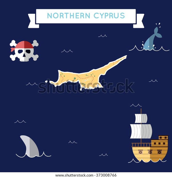 Northern Cyprus Treasure Map Flat Design Stock Vector (Royalty Free ...