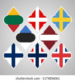 Vector Illustration Nordic Countries Flags: vector de stock (libre de ...