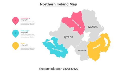 Northern Ireland Map Divided Into Federal Stock Vector (Royalty Free ...