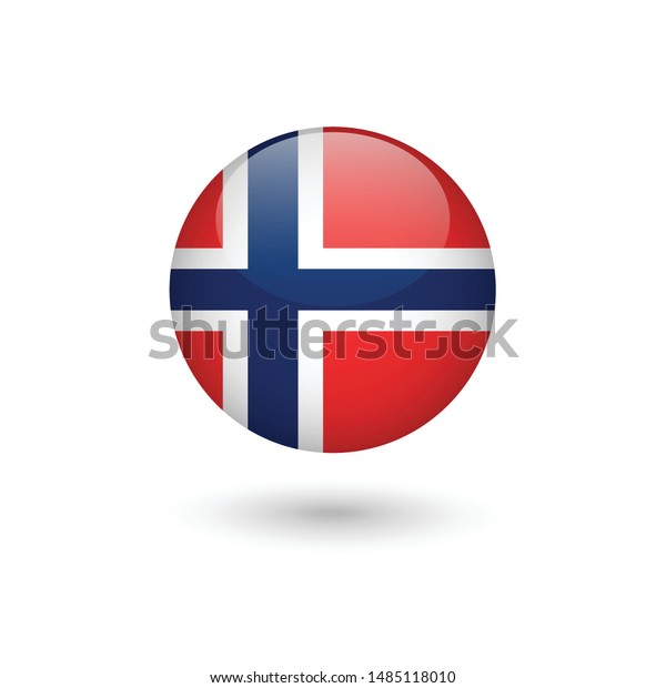 Norway Flag Round Glossy Button Vector Stock Vector (Royalty Free ...