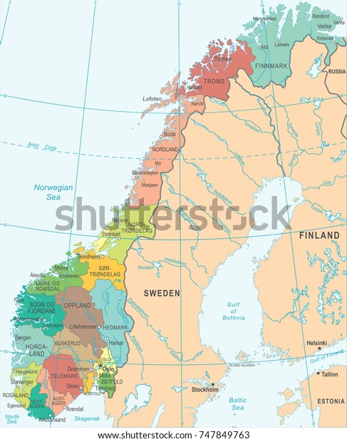 Norway Map - Detailed Vector Illustration