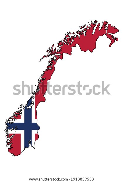 Norway Map Flag Outline Norwegian State Stock Vector (Royalty Free ...