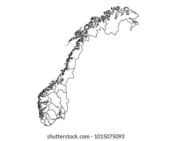 Norway Outline Map National Borders Country Stock Vector (Royalty Free ...